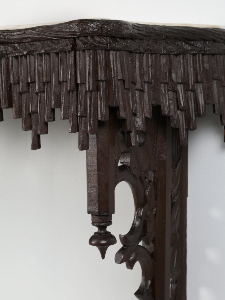 Black Forest Hand-Carved Console Table Marble Top Switzerland Circa ...