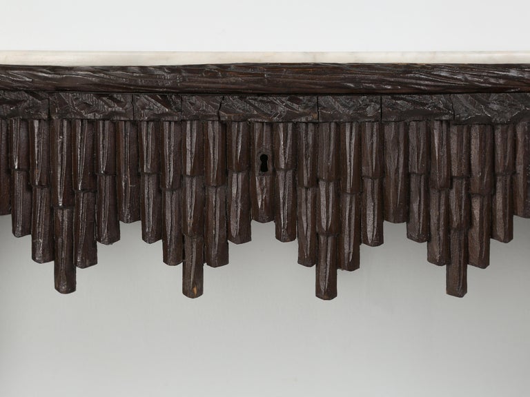 Black Forest Hand-Carved Console Table Marble Top Switzerland Circa ...