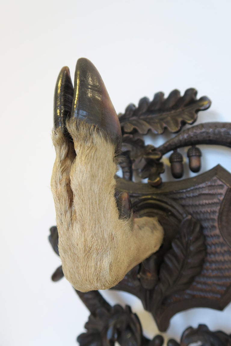 Black Forest Hand Carved Hat Rack with Deer Hoof For Sale at 1stDibs
