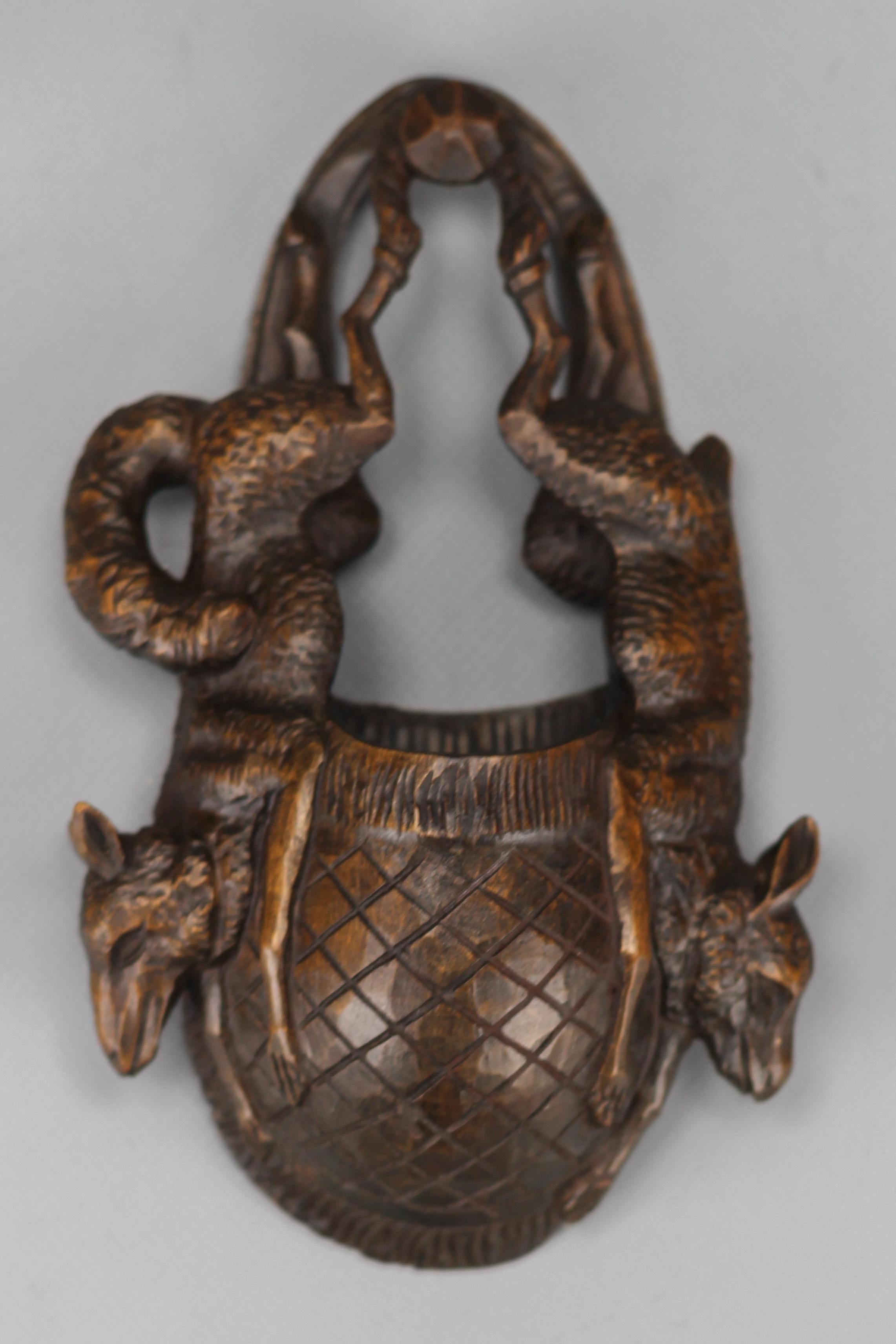 Black Forest Hunting-Theme Hand-Carved Wooden Wall Mounted Salt Box at ...