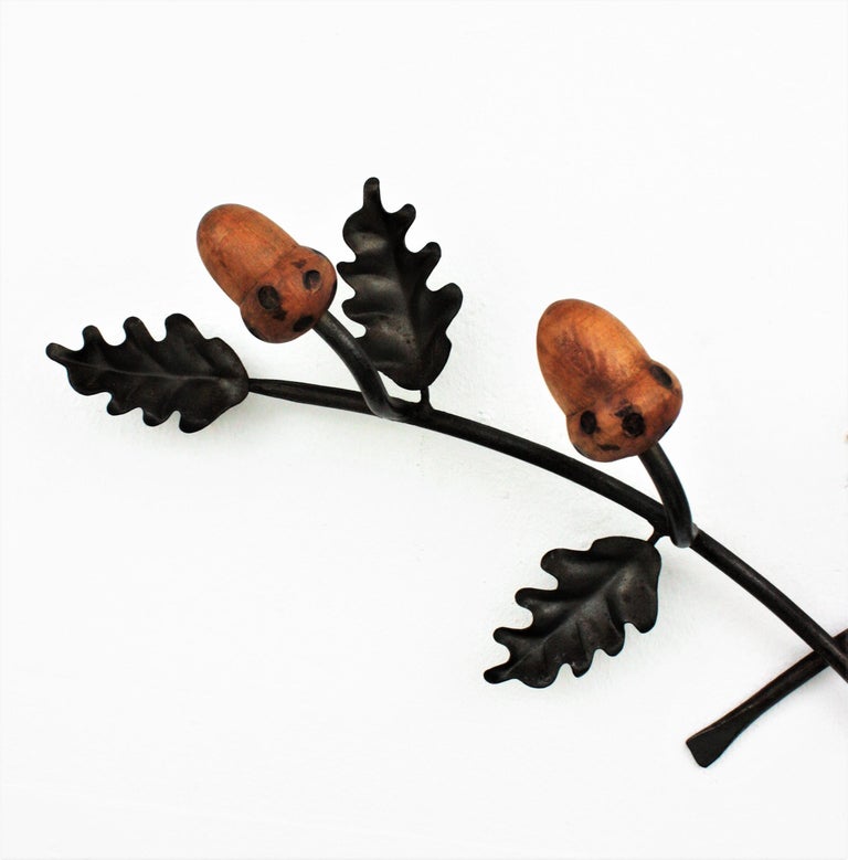 Wall Coat Rack with Black Forest Oak Leaf and Acorn Design, 1960s For ...