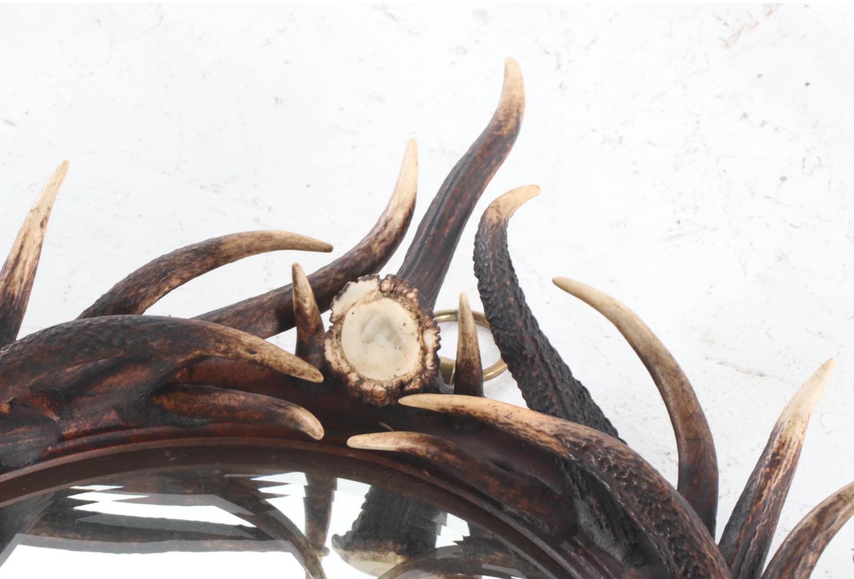 'Black Forest' Oval Antler Mounted Mirror, Early to Mid-20th Century ...