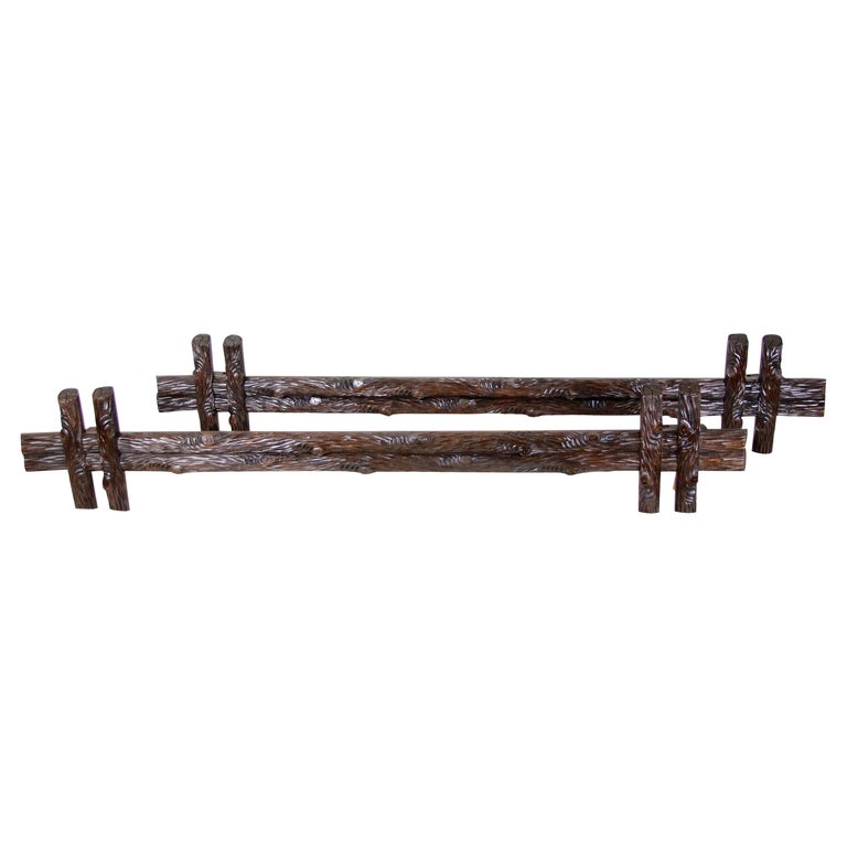 Black Forest Rustic Curtain Rods Hand Carved, Germany, circa 1880 For ...