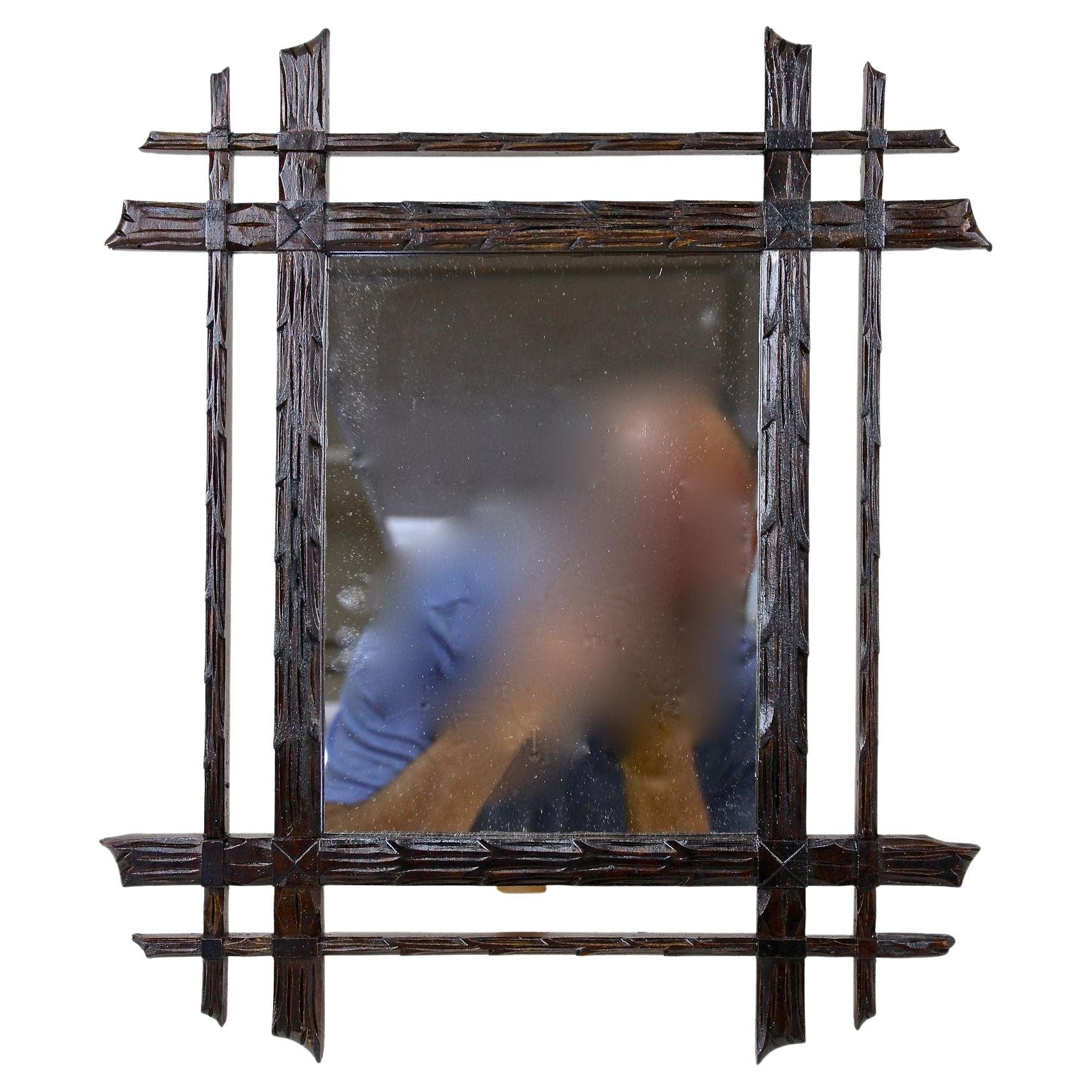 Black Forest Rustic Wall Mirror, Doubleframe Handcarved, Austria circa ...