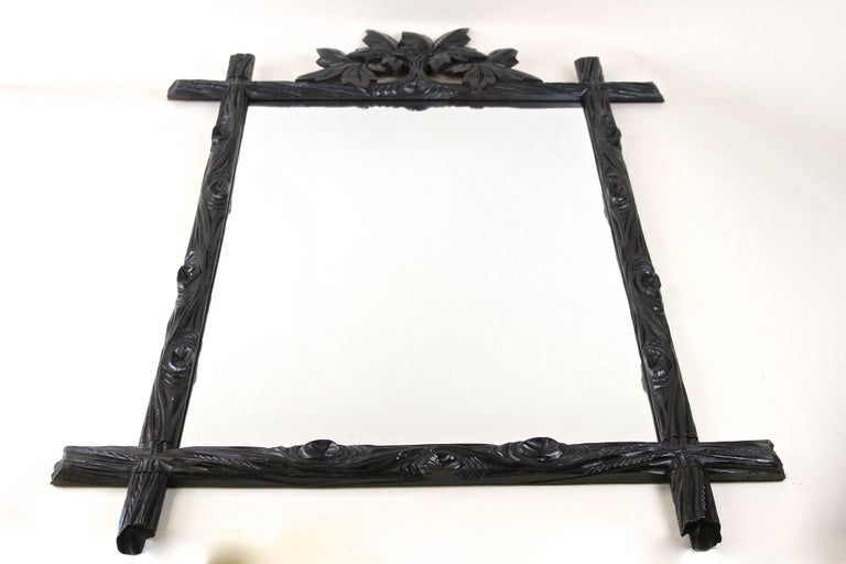 Black Forest Rustic Wall Mirror, Tree Trunk Frame Hand Carved, Austria ...