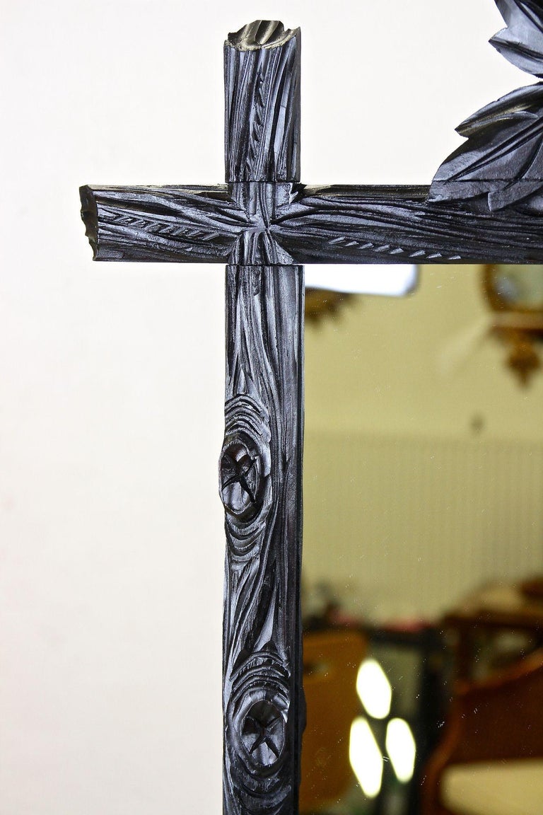 Black Forest Rustic Wall Mirror, Tree Trunk Frame Hand Carved, Austria ...