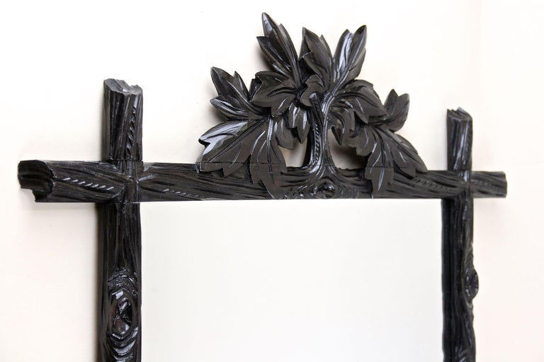 Black Forest Rustic Wall Mirror, Tree Trunk Frame Hand Carved, Austria ...