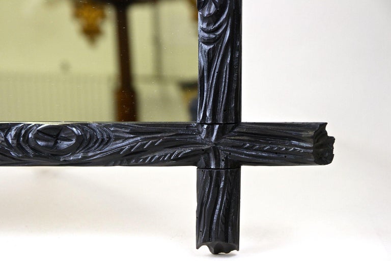 Black Forest Rustic Wall Mirror, Tree Trunk Frame Hand Carved, Austria ...