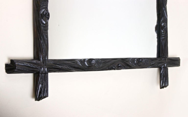 Black Forest Rustic Wall Mirror, Tree Trunk Frame Hand Carved, Austria ...