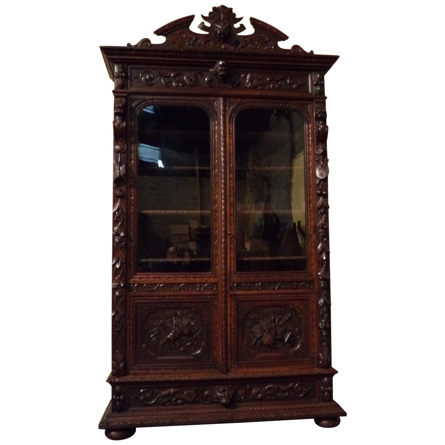 Jacobean Style Oak Bookcase For Sale at 1stDibs