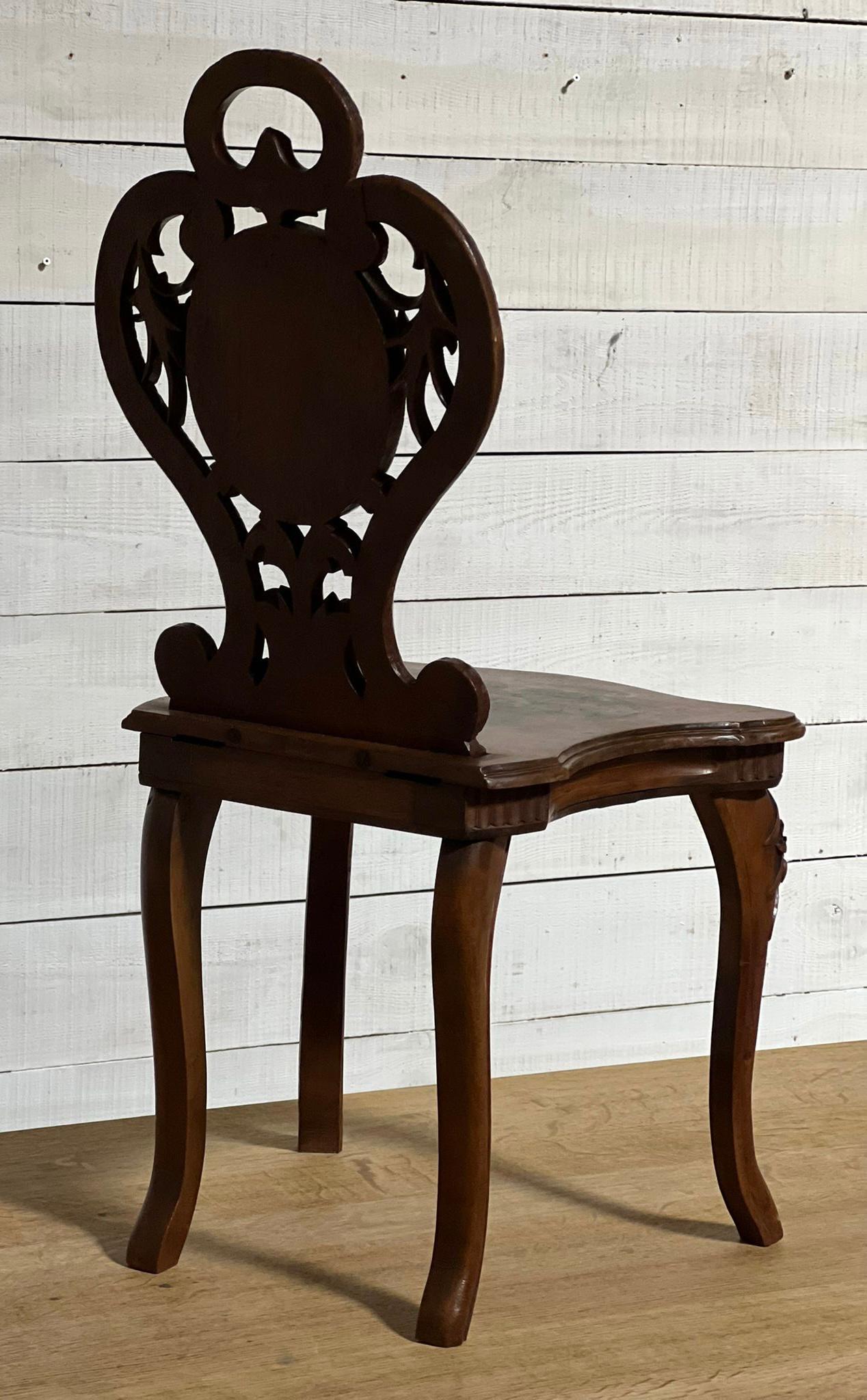 Black Forest Swiss Carved and Inlaid Chair For Sale at 1stDibs