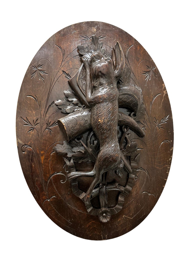 Black Forest Wood Carved Brienz Hunt Plaque Antique, 1890s For Sale at ...