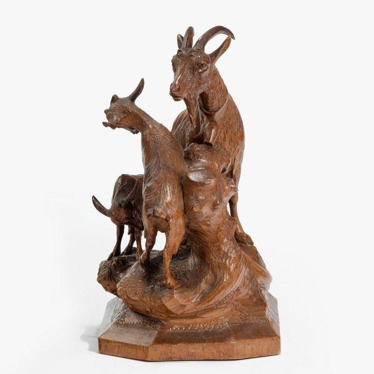 Black Forest Wood Carving of a Mountain Goat For Sale at 1stDibs | wood ...