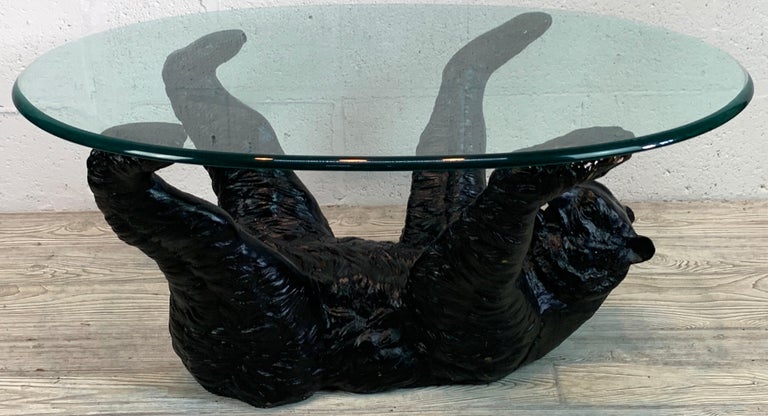 Black Forrest Style Bronze Bear Coffee Table For Sale at 1stDibs