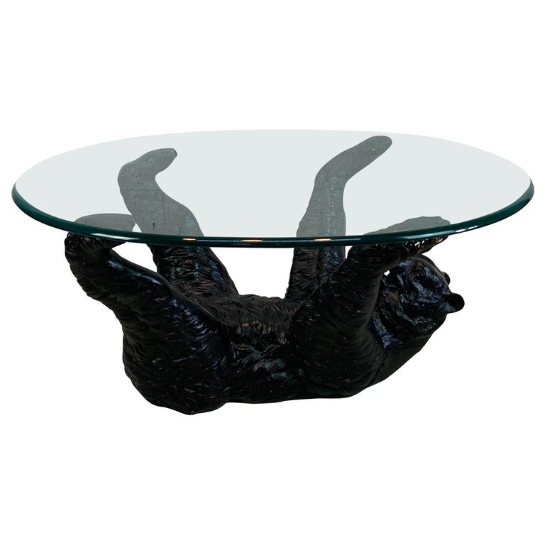 Black Forrest Style Bronze Bear Coffee Table For Sale at 1stDibs