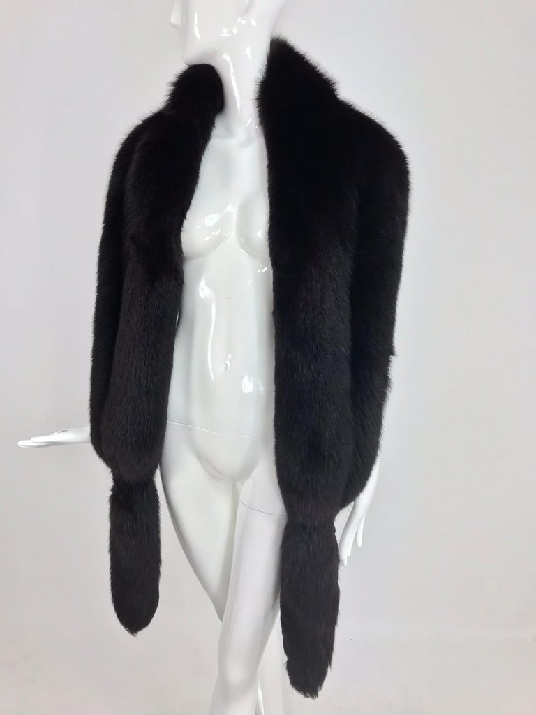 Black Fox Fur Wrap with Tails For Sale at 1stDibs | black fur wrap