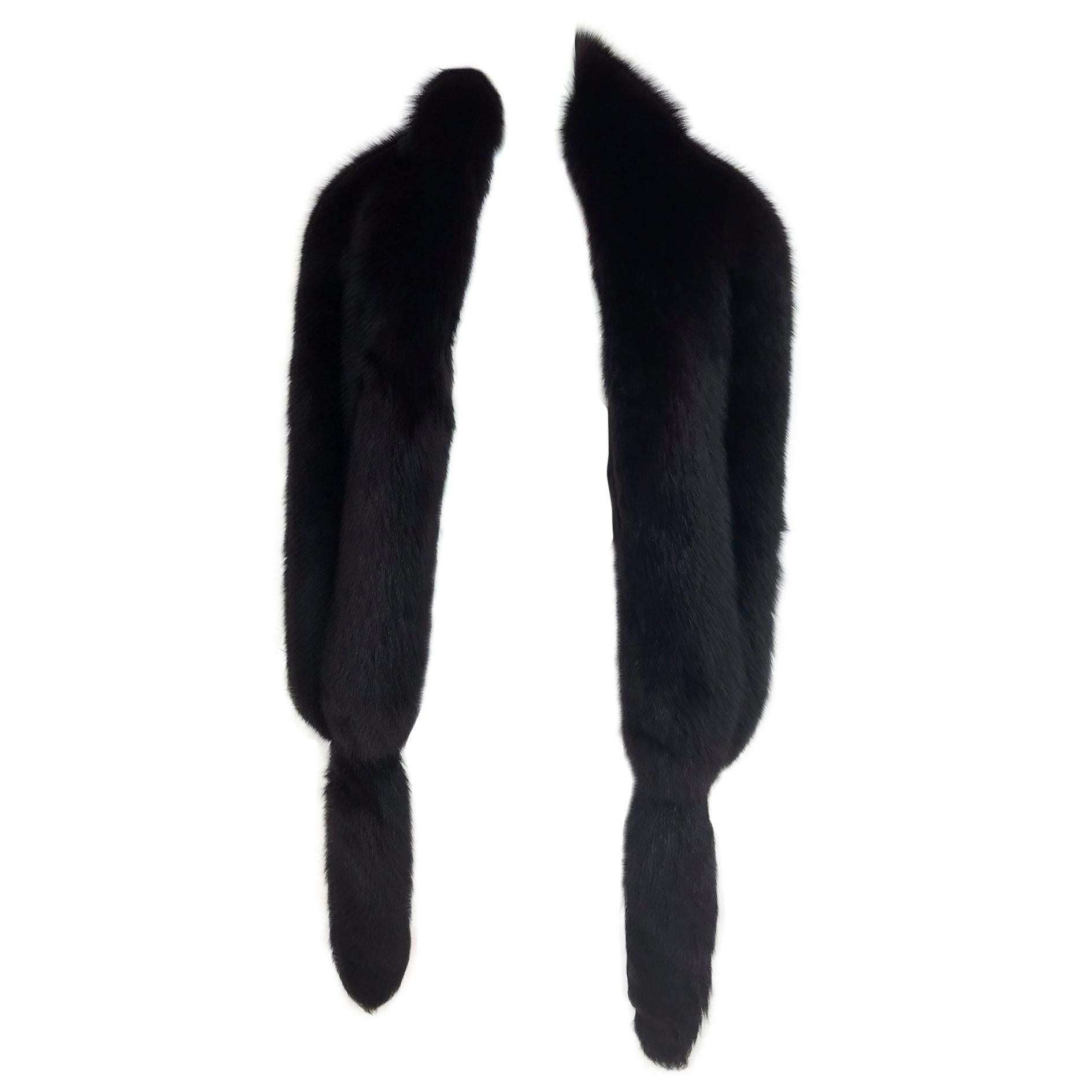 Black Fox Fur Wrap with Tails For Sale at 1stDibs | black fur wrap