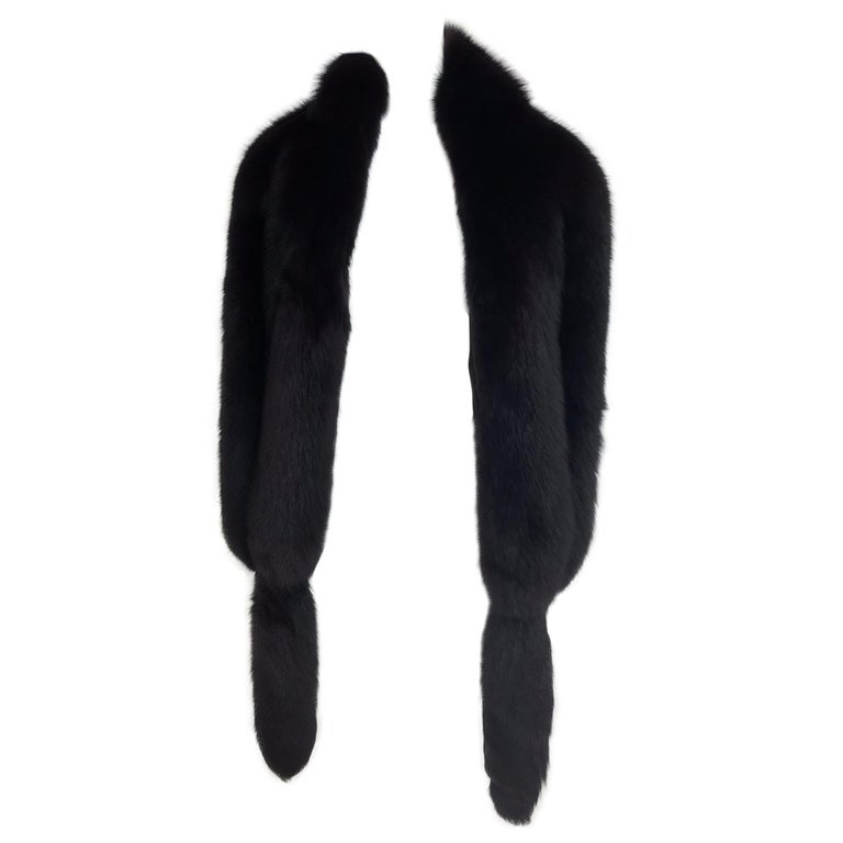 Black Fox Fur Wrap with Tails For Sale at 1stDibs | black fur wrap