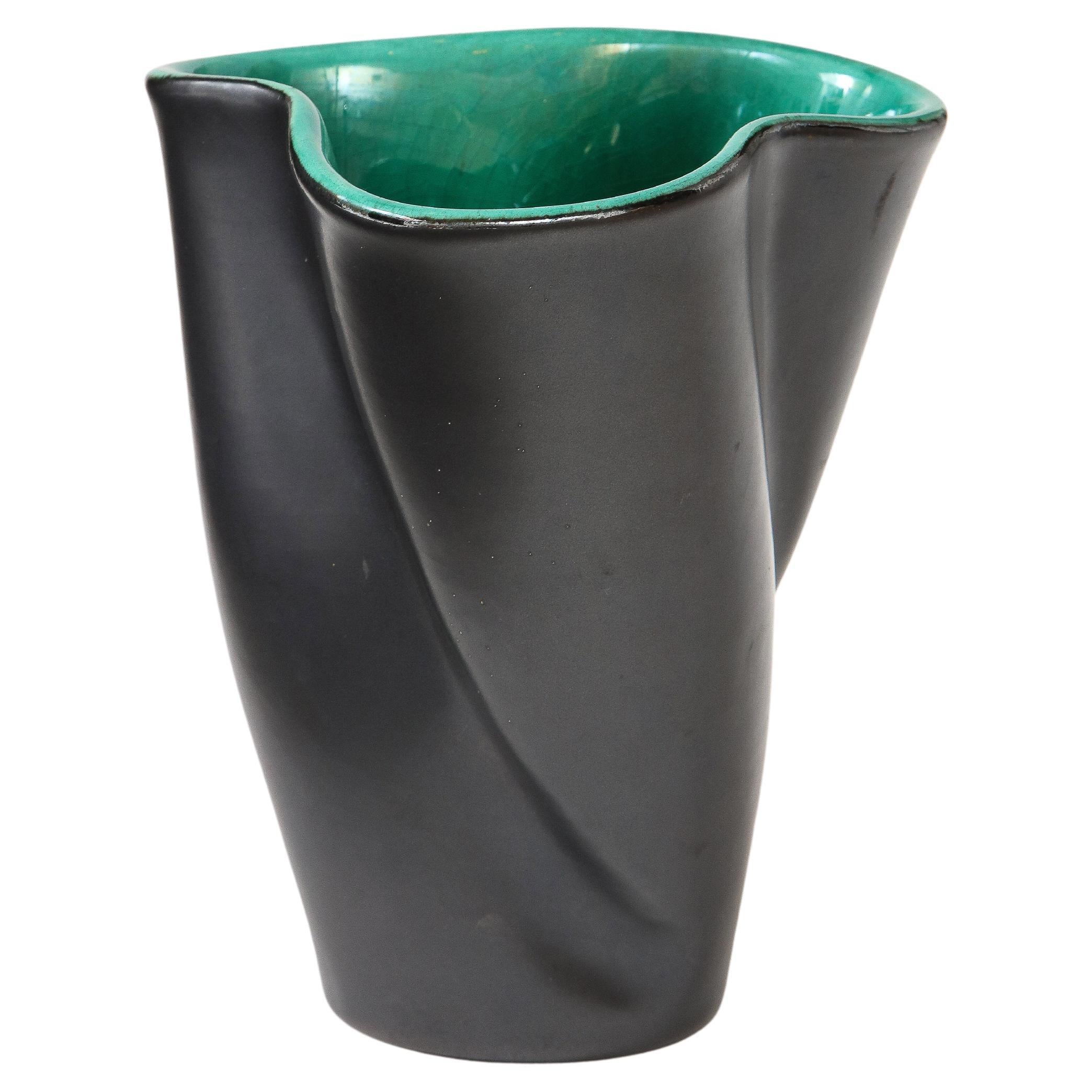 Black Classic Form vase,smooth Iron-like Black Glaze, France, Circa ...