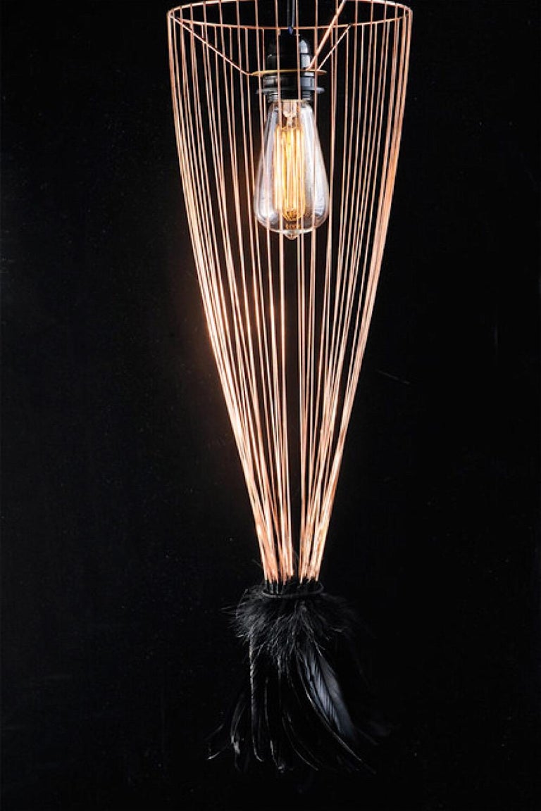 Black French Feathers Pendant For Sale at 1stDibs