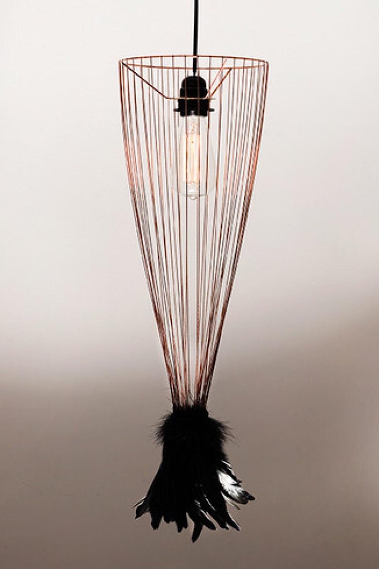 Black French Feathers Pendant For Sale at 1stDibs