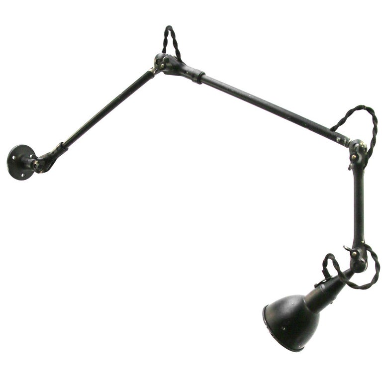 Black French Vintage Industrial Machinist Wall Lamps at 1stDibs