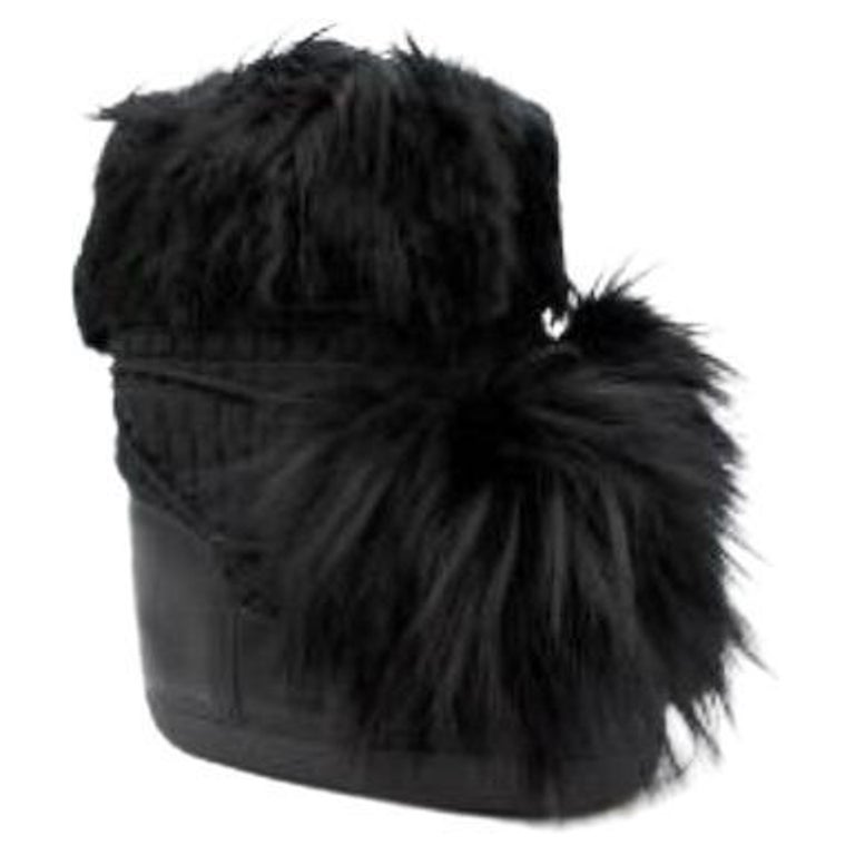 Fendi Black Fur-Trimmed Moon Boots - 35 - 37 EU For Sale at 1stDibs