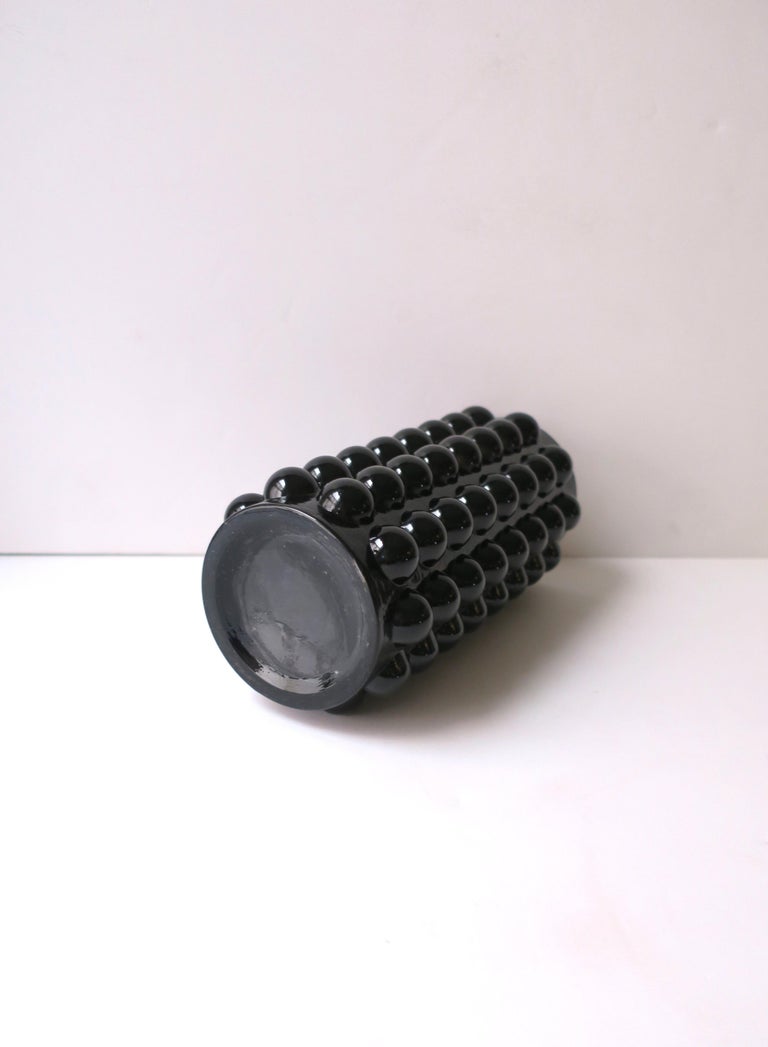 Black Glass Vase with Ball Sphere Design in the Modern Deco Style For ...