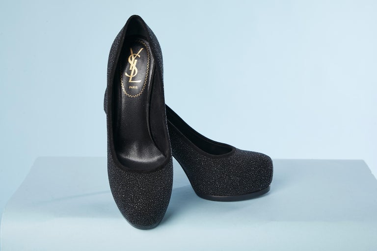 Black glitter pump Yves Saint Laurent For Sale at 1stDibs