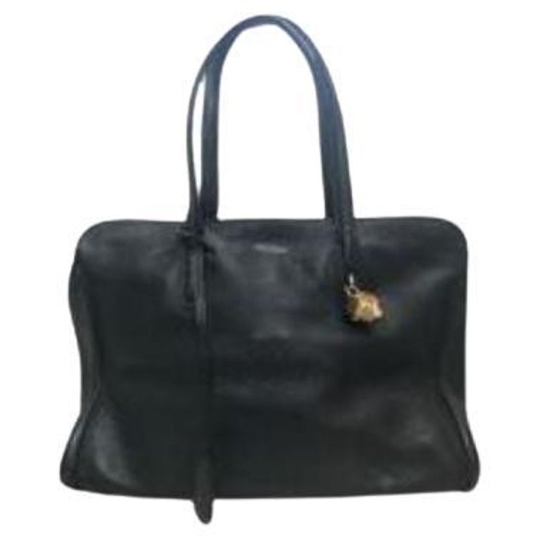 Black Grained Leather Skull Padlock Tote Bag For Sale at 1stDibs