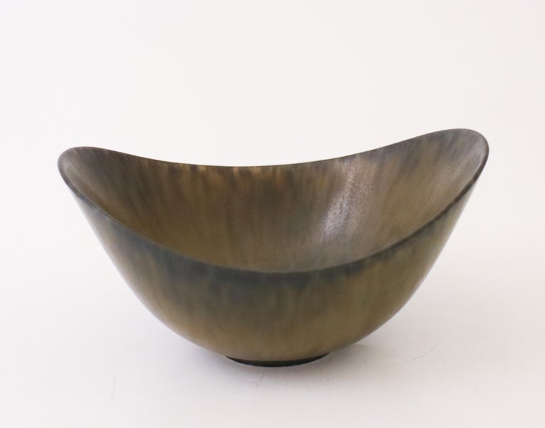 Black and Green Bowl, Gunnar Nylund, Rörstrand, Acorn Shaped, Mid ...