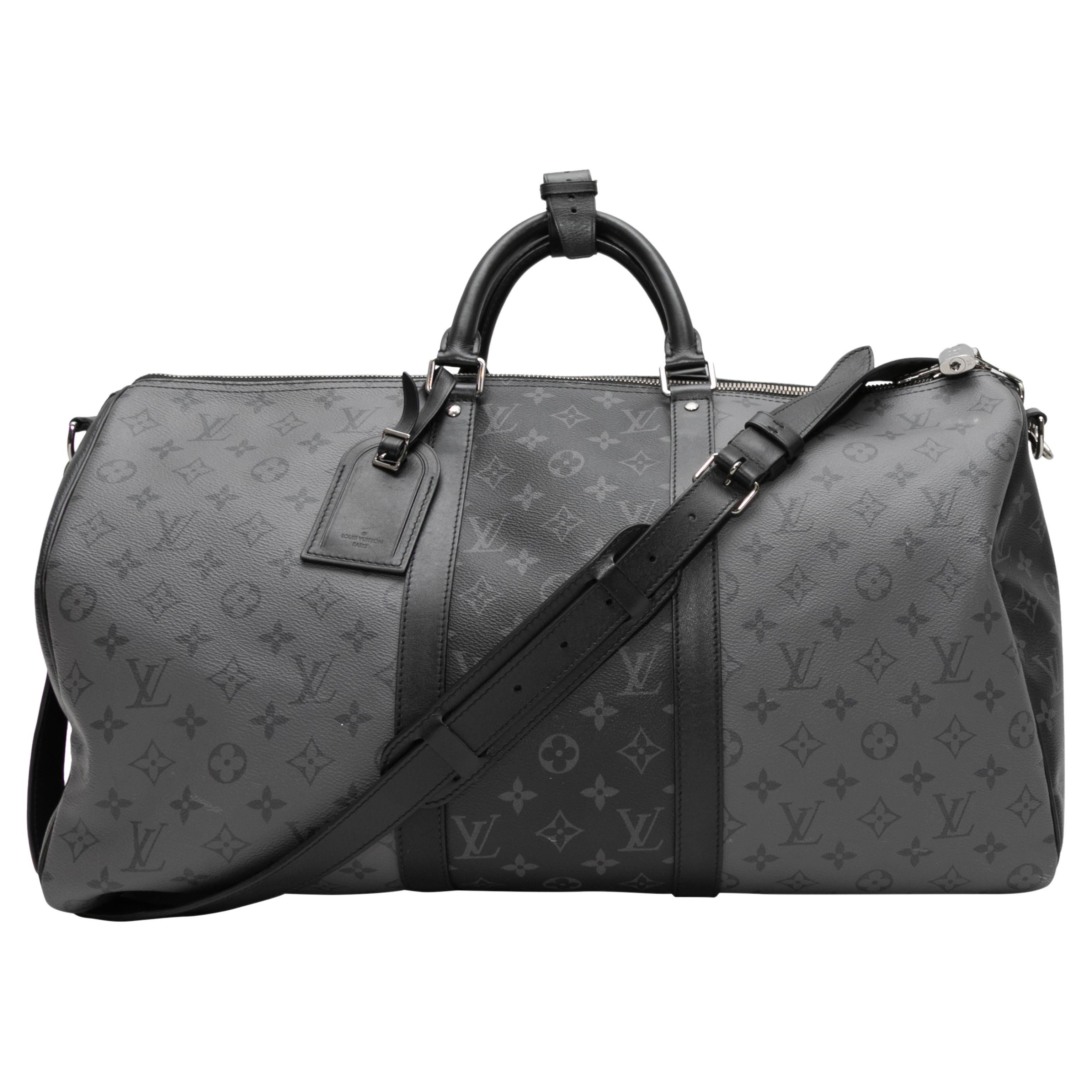 Black and Grey Louis Vuitton Logo Keepall 50 For Sale at 1stDibs