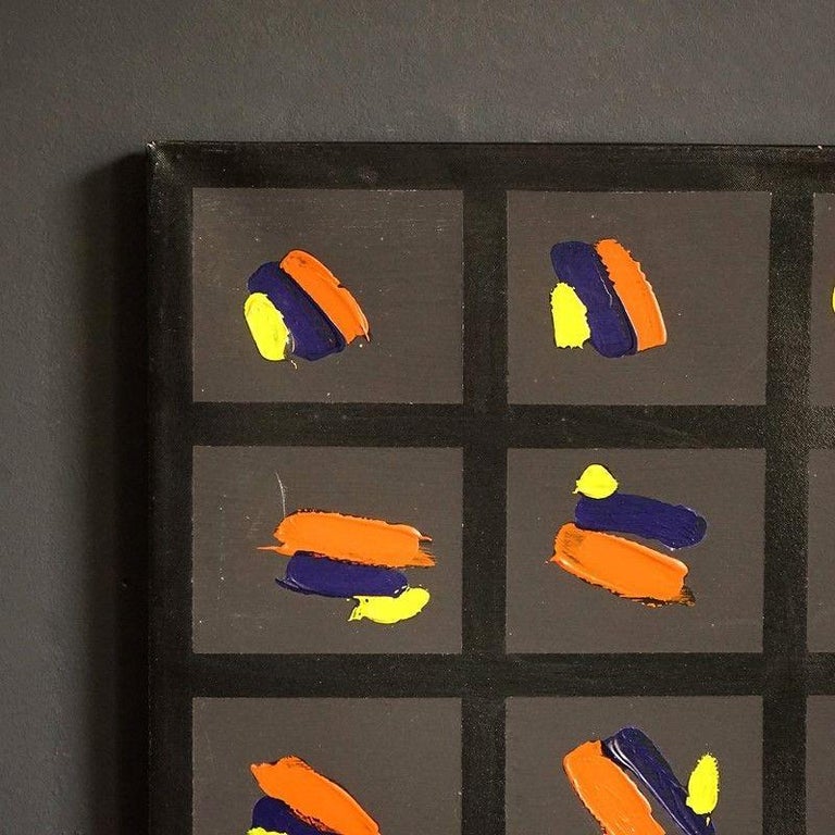 'Black Grid' Abstract Oil on Canvas by Richard Sladden Vintage Original ...