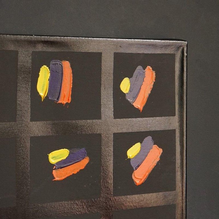 'Black Grid' Abstract Oil on Canvas by Richard Sladden Vintage Original ...