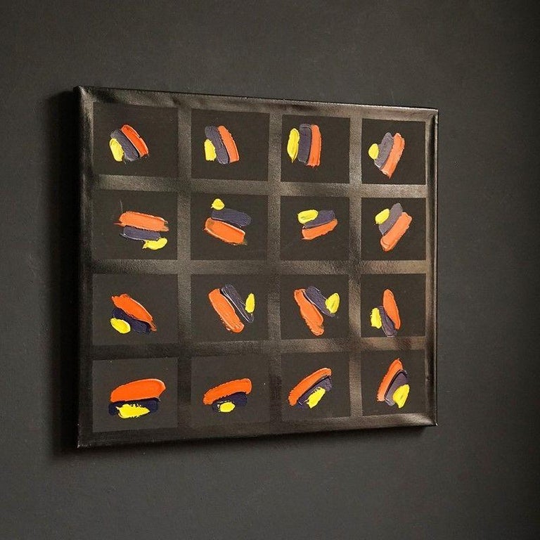 'Black Grid' Abstract Oil on Canvas by Richard Sladden Vintage Original ...