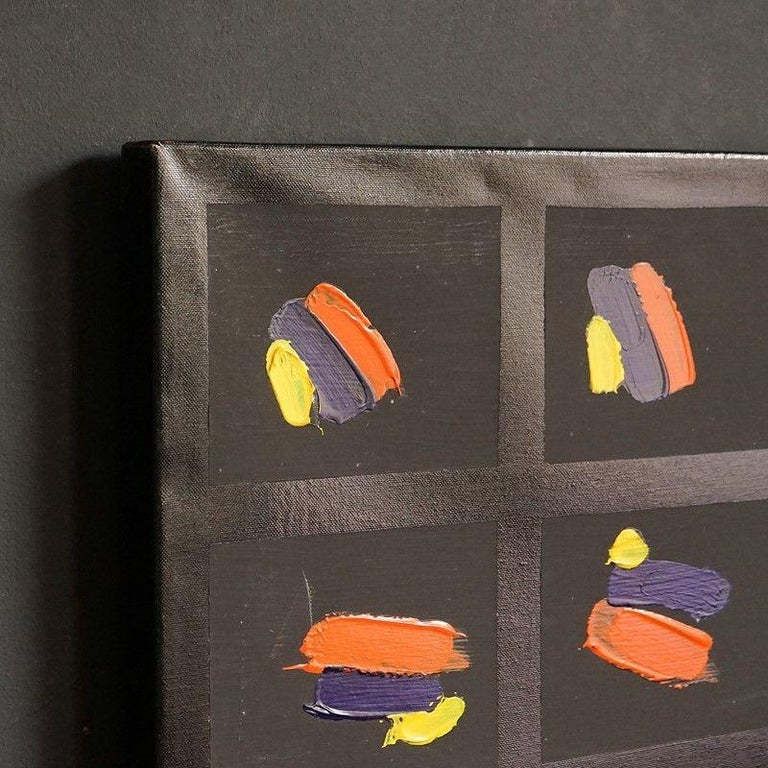 'Black Grid' Abstract Oil on Canvas by Richard Sladden Vintage Original ...