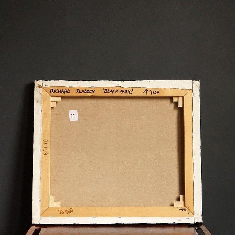 'Black Grid' Abstract Oil on Canvas by Richard Sladden Vintage Original ...