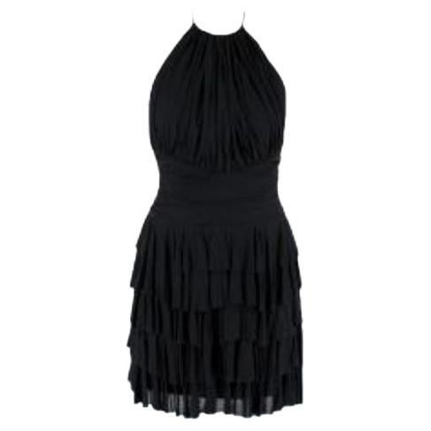 Black Halter Pleated Mini Dress For Sale at 1stDibs