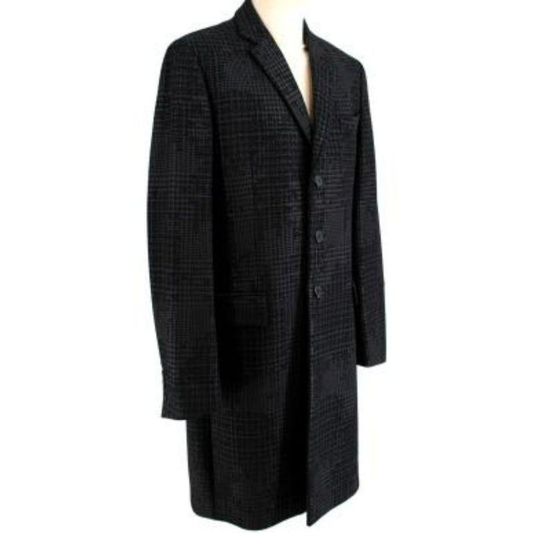 Black Houndstooth Print Wool Tailored Coat For Sale at 1stDibs