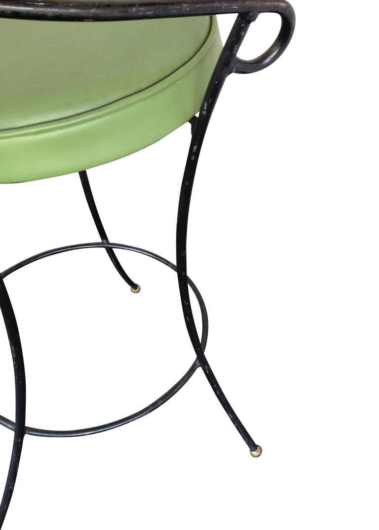 Black Iron Bar Stools W/ Scrolling Accents, Set of Four For Sale at 1stDibs