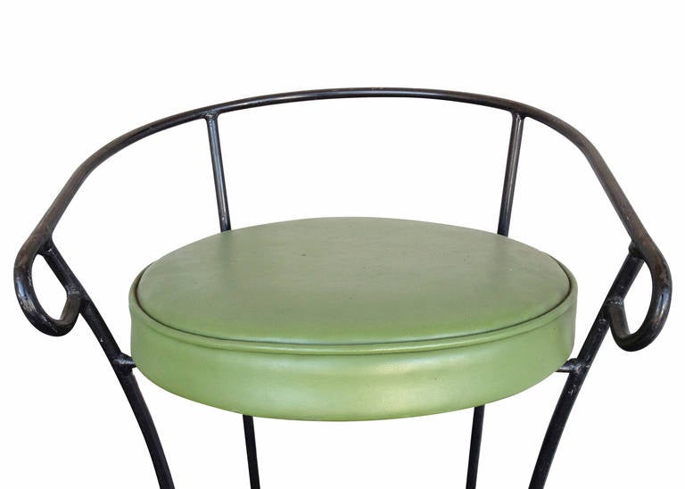 Black Iron Bar Stools W/ Scrolling Accents, Set of Four For Sale at 1stDibs