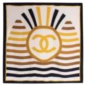 Chanel Navy Diamond Leaf Print Silk Shawl For Sale at 1stDibs | chanel ...