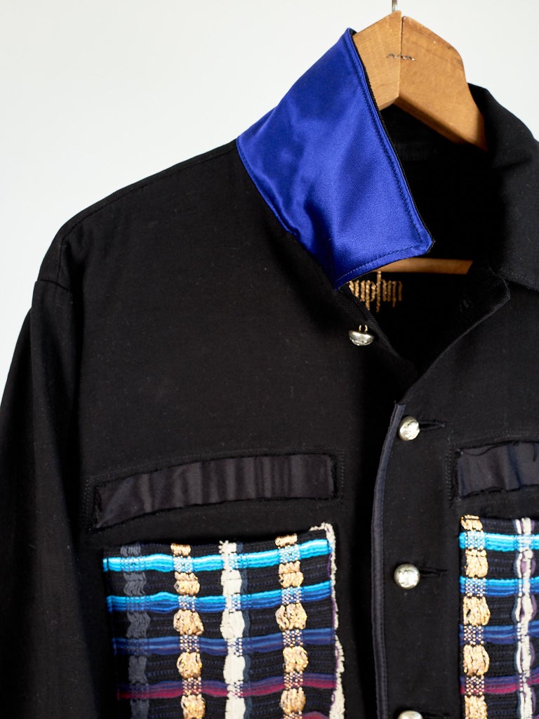 Black Jacket French Multi Color Lurex Tweed Cobalt Blue Silk Single ...