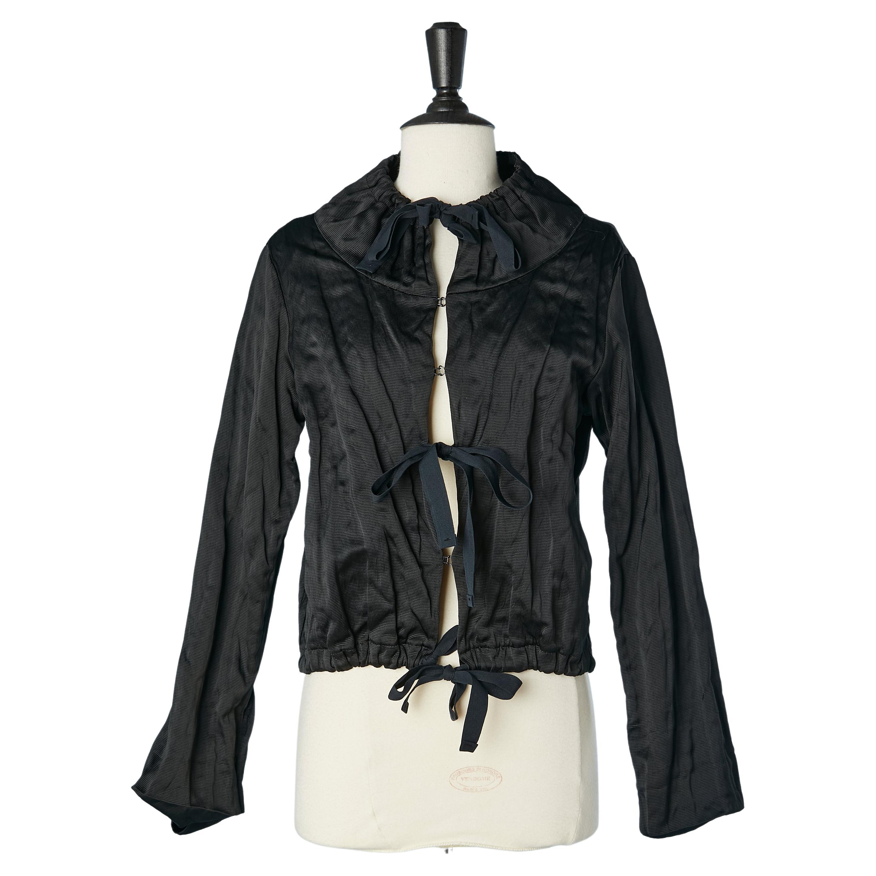 Black jacket in crumpled effect fabric Prada For Sale at 1stDibs