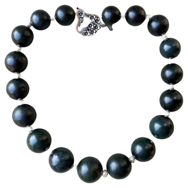 Black Jade Necklace, Eastern Pamir Nephrite For Sale at 1stDibs