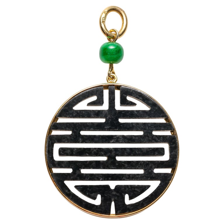 Black Jade Pendant 18K New For Sale at 1stDibs