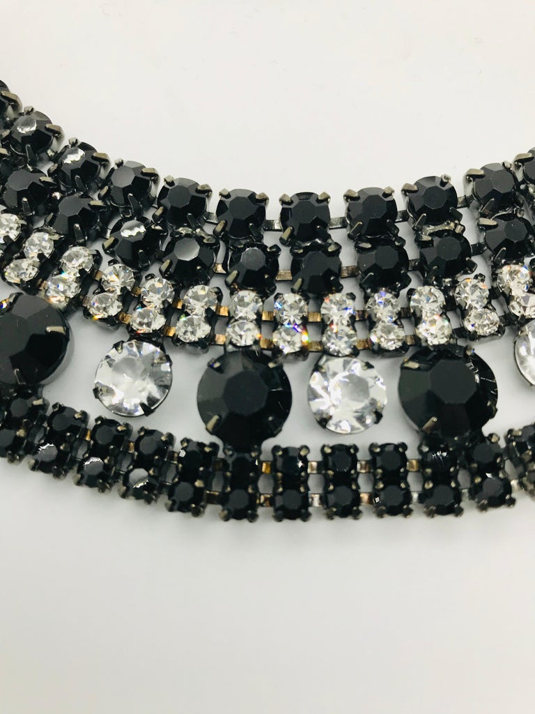 Black Jet and Clear Austrian Crystal Petite Cleopatra Collar Necklace ...