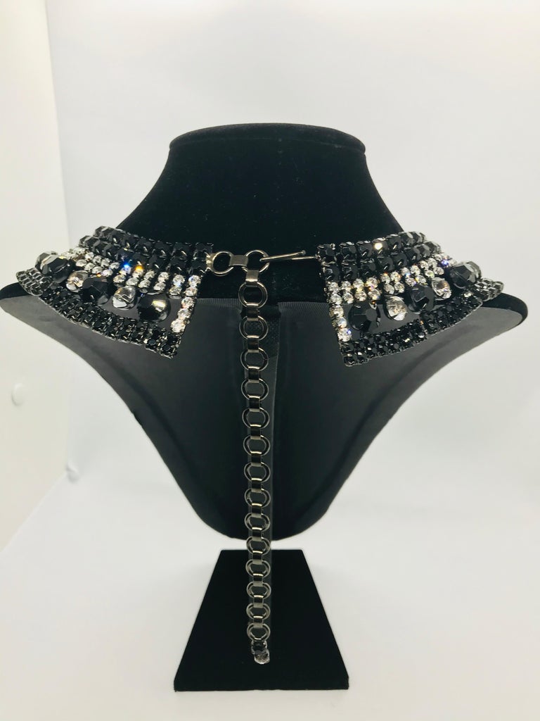 Black Jet and Clear Austrian Crystal Petite Cleopatra Collar Necklace ...
