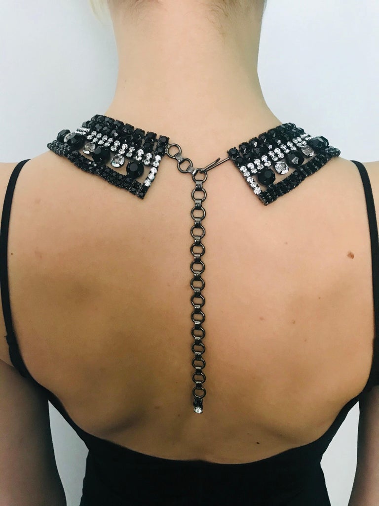 Black Jet and Clear Austrian Crystal Petite Cleopatra Collar Necklace ...