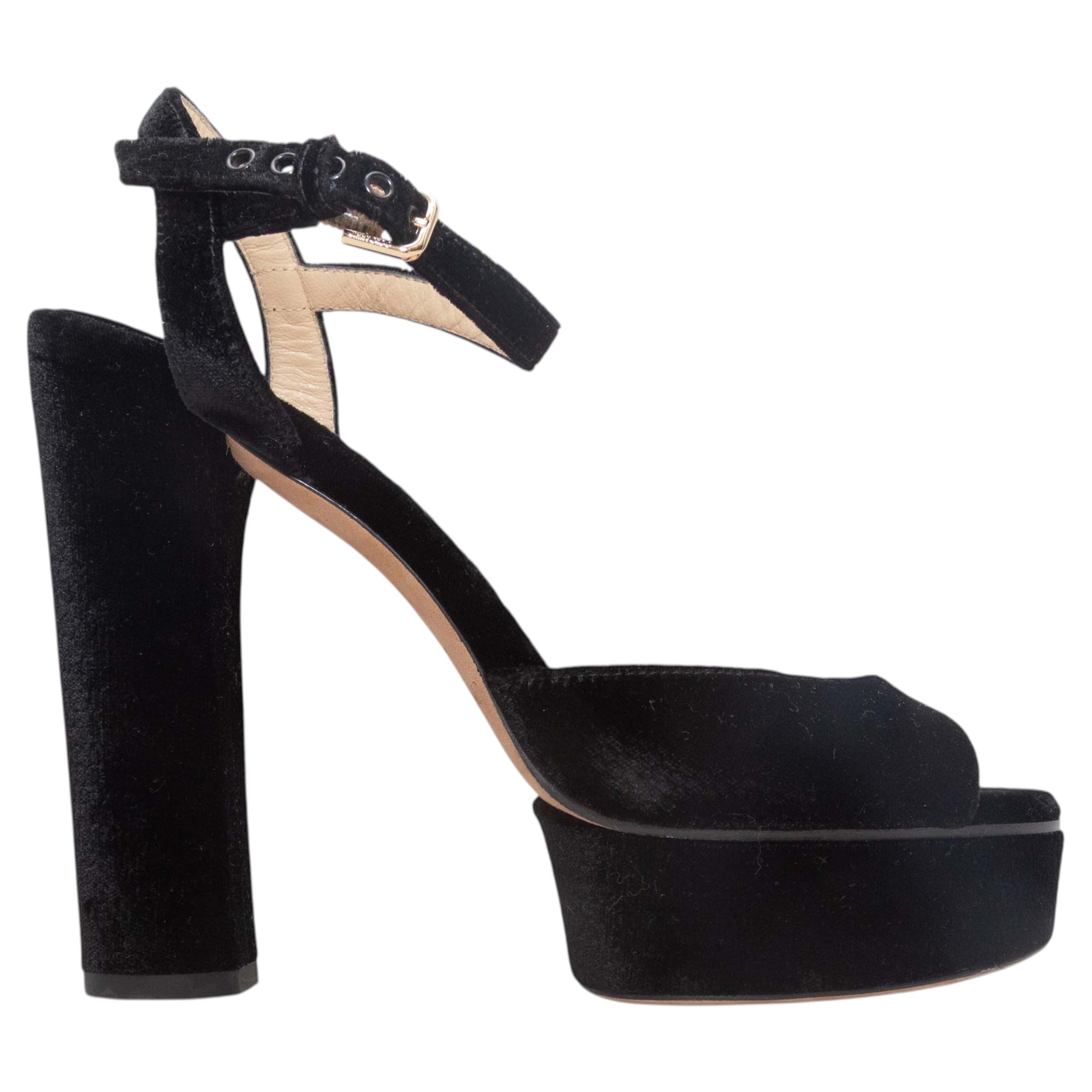 PRADA black suede PLATFORM Sandals Shoes 36.5 For Sale at 1stDibs